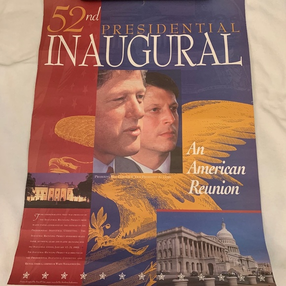 Vintage | Wall Decor | Bill Clinton 993 Inauguration Poster Authentic ...